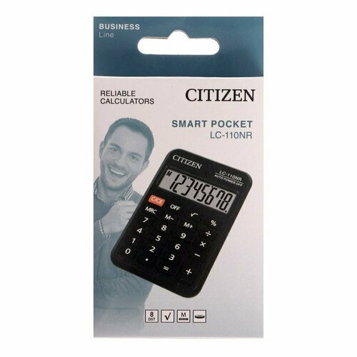 Калькулятор карманный Citizen "LC-110NR", 8-разрядный, 58 х 88 х 11 мм, питание от батарейки, черный (комплект из 3 шт)