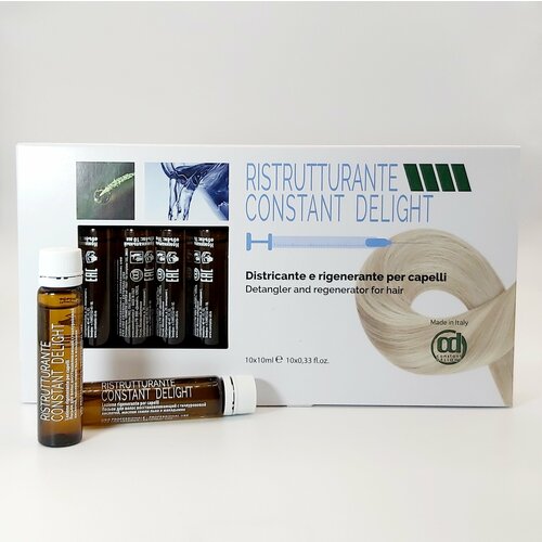 CONSTANT DELIGHT Лосьон для волос восстанавливающий с Гиалуроновлой кислотой, маслом семян льна и макадамии, 10*10