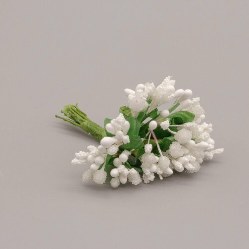 AR554 Букетик декоративных цветов, 2см (12шт/упак) (белый), 12 шт