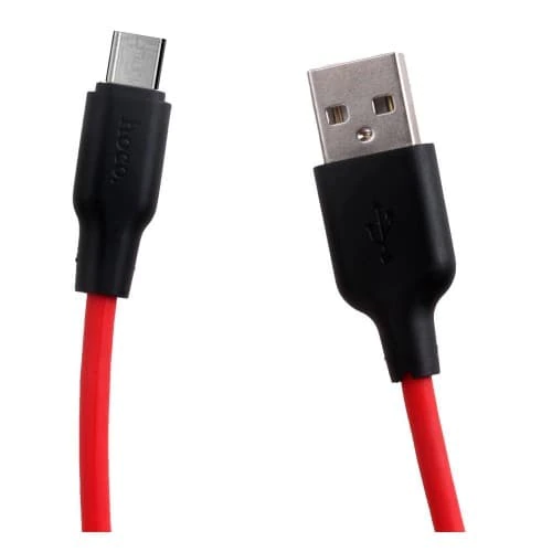 USB кабель HOCO X21 Silicone Type-C, 3А, 1м, силикон (красный/черный)