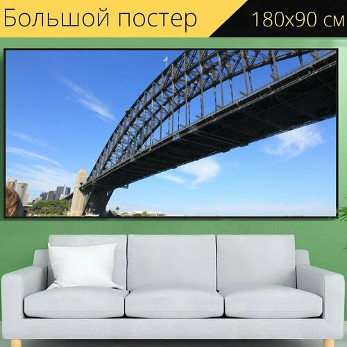 Большой постер "Мост, сидней, австралия" 180 x 90 см. для интерьера
