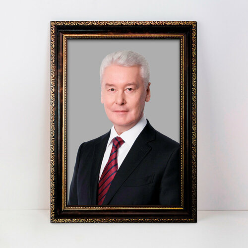 Портрет Собянина С. С. в багетной темно-коричневой рамке / А-4 (21x30 см.)