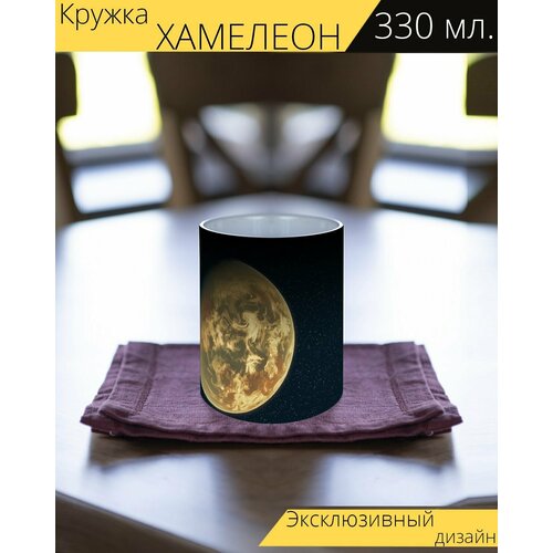 Кружка хамелеон с принтом "Планета, звезды, галактика" 330 мл.