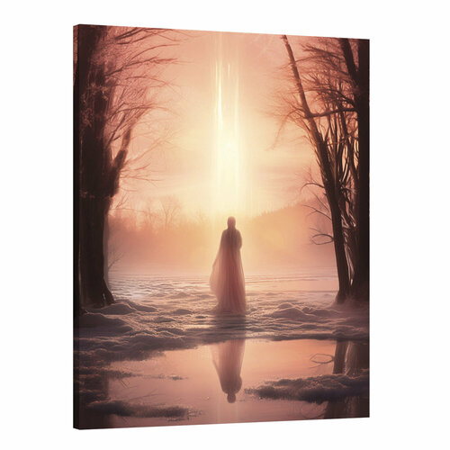 Интерьерная картина 50х70 "Имболк: волшебство зимнего рассвета"