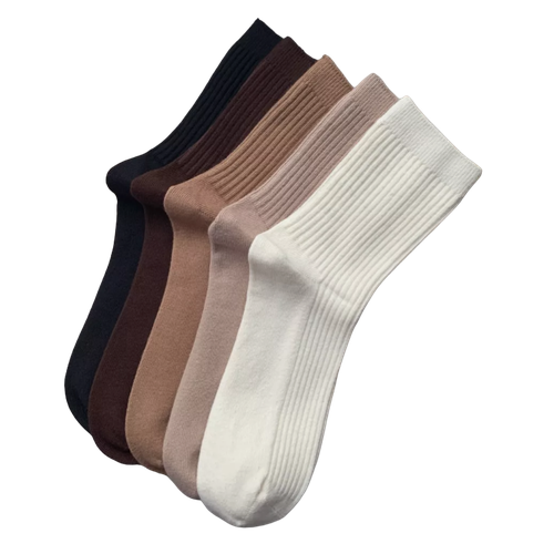 Носки , 5 пар, размер 36-41, черный, бежевый, коричневый, белый