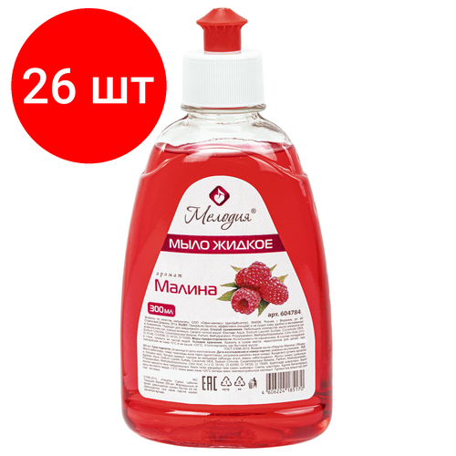 Комплект 26 шт, Мыло жидкое 300 мл, мелодия "Малина", пуш-пул, 604784