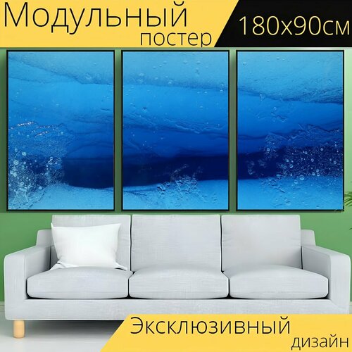 Модульный постер "Лед, вода, холодный" 180 x 90 см. для интерьера