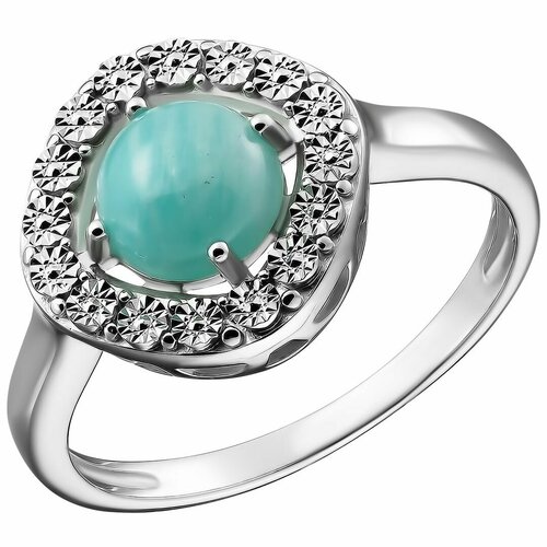 Перстень UVI Ювелирочка Серебряное кольцо 925 пробы с Амазонитом, серебро, 925 проба, родирование, амазонит, размер 19, голубой, серебряный