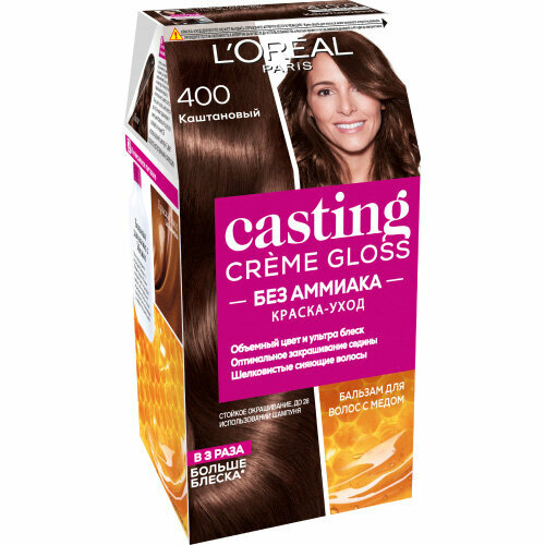 L'Oreal Paris Стойкая краска-уход для волос Casting Creme Gloss без аммиака, 400, Каштан