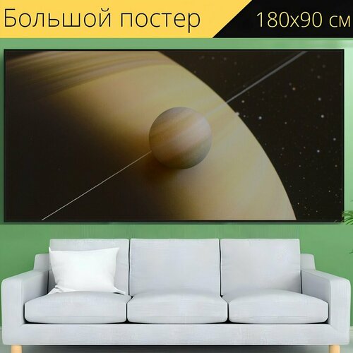 Большой постер "Планета, модель, сатурн" 180 x 90 см. для интерьера