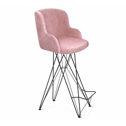 Барный стул, барный стул со спинкой, микровелюр/металл, пыльная роза