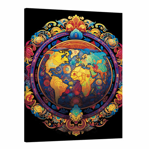 Интерьерная картина 50х70 "Карта мира: мандала гармонии"