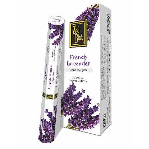 FRENCH LAVENDER Premium Incense Sticks, Zed Black (французская лаванда премиум благовония палочки, Зед Блэк), уп. 20 палочек.
