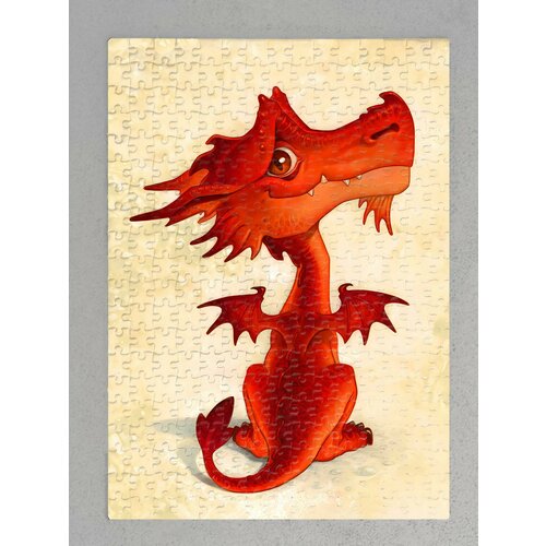 Постер-пазл неразборный 300 деталей А3 Красный динозаврик