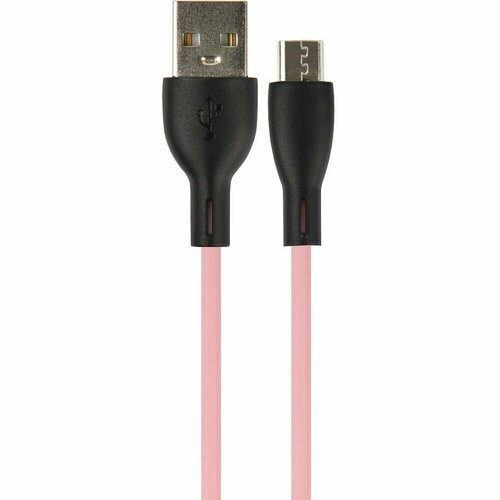 Perfeo кабели Кабель USB A вилка - Micro USB вилка, 2.4A, розовый, силикон, длина 1 м, SILICON U4025