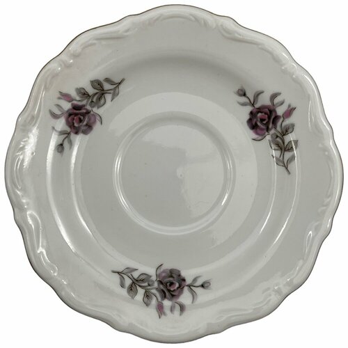 Блюдце "Чайная роза", 14,5 см, фарфор, 1952-1992 гг, Walbrzych, Польша