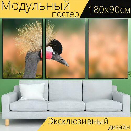 Модульный постер "Птица, кран, клюв" 180 x 90 см. для интерьера