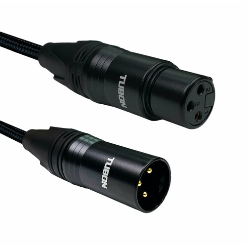 Кабель TUBON Микрофонный межблочный XLR (M) Male - XLR (F) Female OD6.0 Тканевая оплетка X002 3м