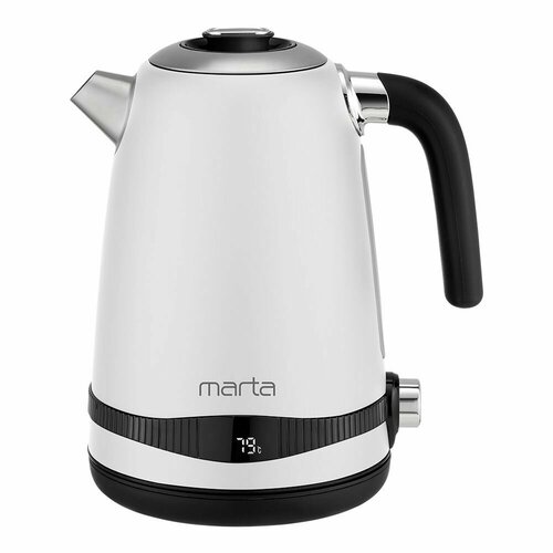 Чайник электрический MARTA MT-4628 металлический с датчиком температуры/ электрочайник, белый