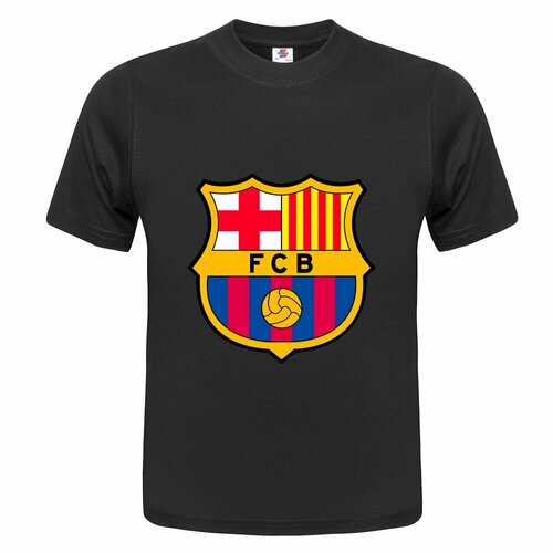 Футболка  Детская футболка ONEQ 146 (11-12) размер с принтом Барселона, черная, размер 11-12, черный