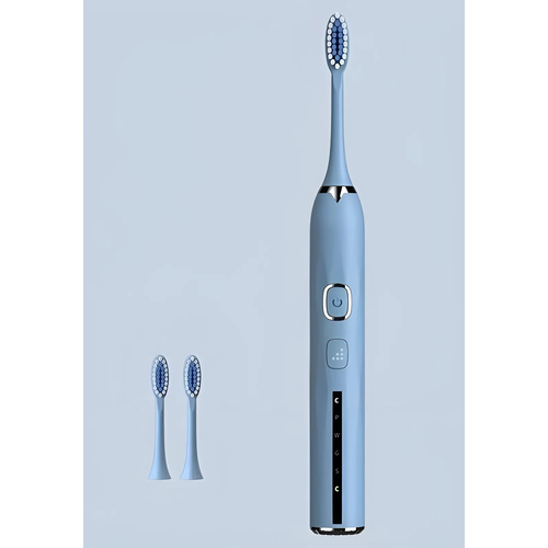 Электрическая зубная щетка/ультразвуковая зубная щетка/щетка с 5 режимами работы/ электрическая зубная щетка с 3 насадками/щетка для взрослых/электрическая щетка в подарок/голубая зубная щетка