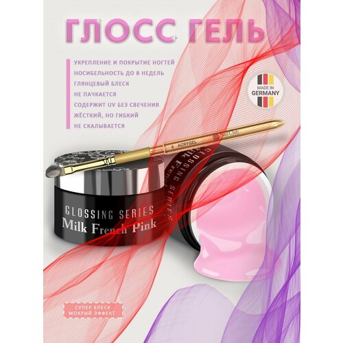 Глянцевый топ-гель для ногтей Milk French Pink, 15 мл