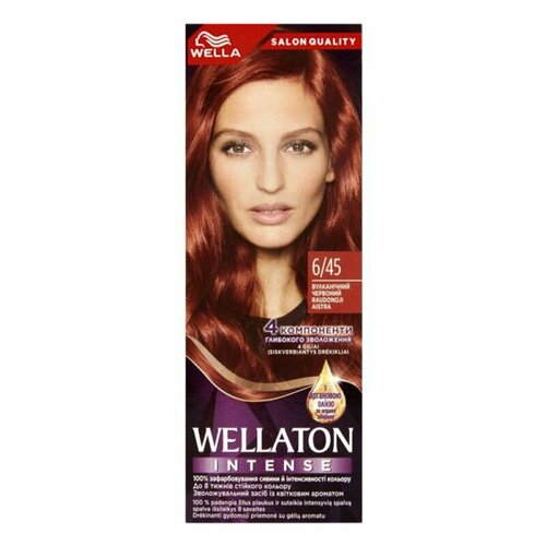 Wella Крем-Краска для волос стойкая Wellaton, 6/45 Красная страсть - 3 штуки