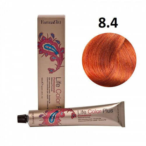 Крем-краска для волос Farmavita Life Color Plus 8.4 светлый блондин медный, 100 мл