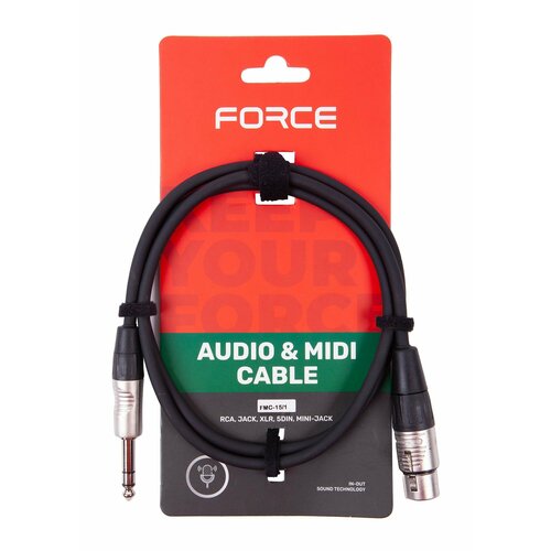 Микрофонный кабель XLR-JACK TRS, 1 м. FORCE FMC-15/1