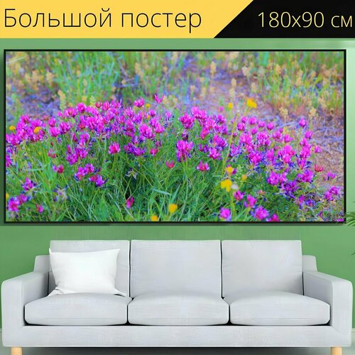 Большой постер "Цветок, весна, природа" 180 x 90 см. для интерьера