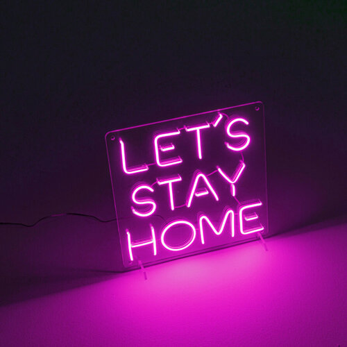 DIODENEON / Неоновая вывеска, светильник - Let's Stay Home 38x38 см.