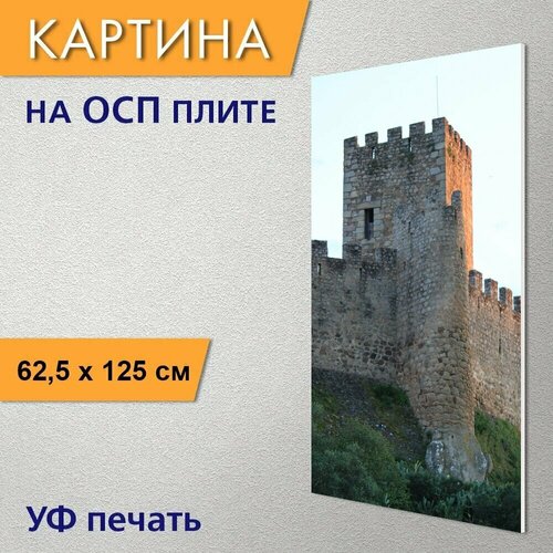 Вертикальная картина на ОСП "Замок, башня, архитектуры" 62x125 см. для интерьериа
