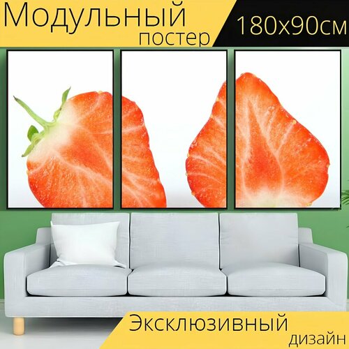 Модульный постер "Ягода, свежий, фрукты" 180 x 90 см. для интерьера