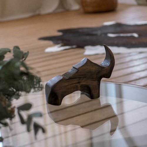 Статуэтка Носорог Rustic деревянная, игрушка из березы, интерьерная фигурка из дерева, носорог для интерьера, ручная работа, Африка
