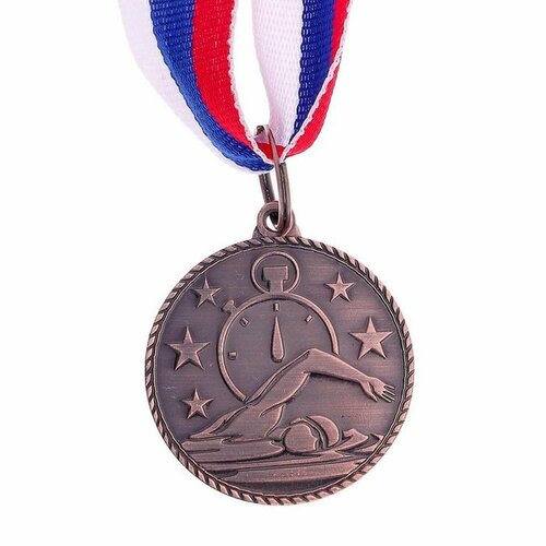 Медаль сувенирная Командор - Плавание, цвет бронзовый, d - 3.5 см, 1 шт