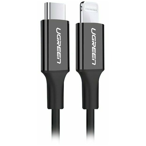 Кабель Ugreen USB C - Lightning, резиновое покрытие, цвет черный, 2 м (60752)