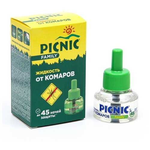 Picnic Дополнительный флакон-жидкость от комаров "Picnic Family", с растительными экстрактами, 45 ночей, 30