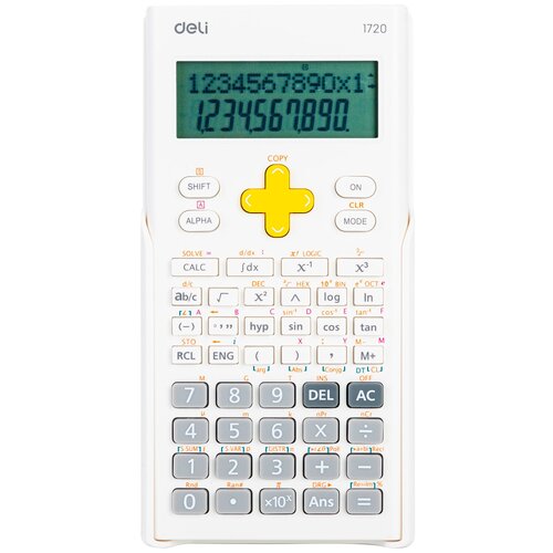 Калькулятор научный Deli E1720-white белый, дисплей: 10+2-разрядный, двустрочный, питание батарея