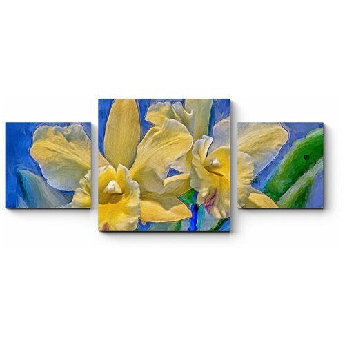 Модульная картина Нежные желтые орхидеи 200x86