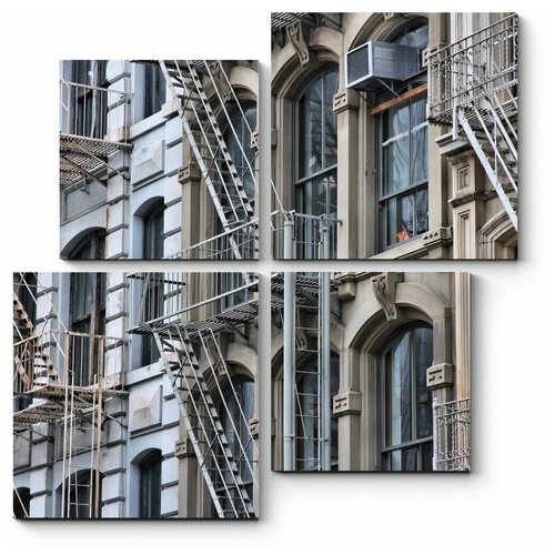 Модульная картина Пожарная лестница в Сохо70x70
