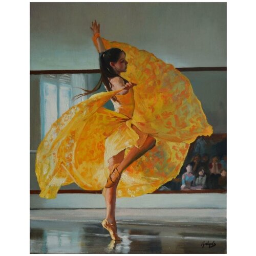 Постер / Плакат / Картина Балет - Балерина в желтом платье 40х50 см в раме