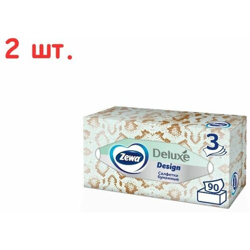 Салфетки бумажные Deluxe Дизайн косметические, 3 слоя, 90шт (2 шт.)