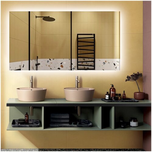 Зеркало "Lille" 150 х 80 см, в ванную комнату с LED подсветкой (6000 К), настенное зеркало в прихожую для макияжа, для ванной, интерьерное на стену