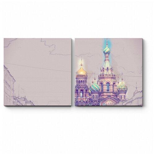 Модульная картина Спас на Крови, Санкт-Петербург 90x45