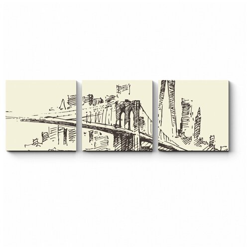 Модульная картина Мост, Манхэттен, Нью Йорк 80x27