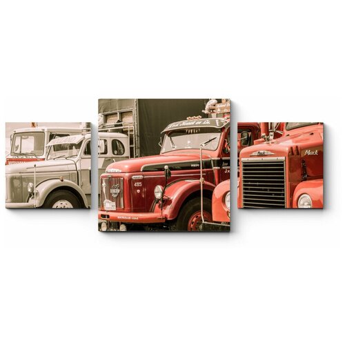 Модульная картина Красные грузовики 70x30