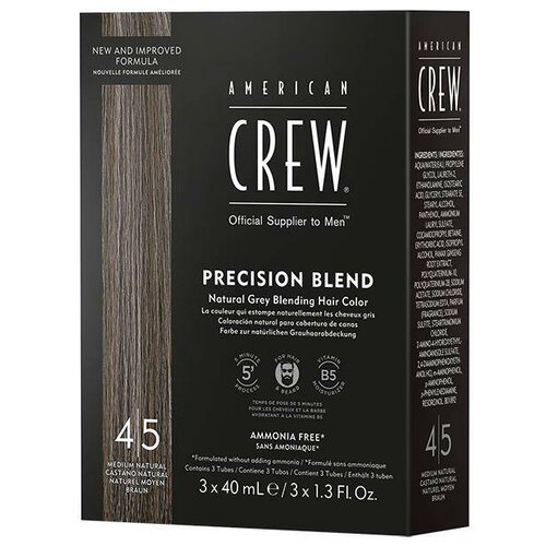 American Crew Precision Blend краска-камуфляж для седых волос, 4/5 средний натуральный, 120 мл