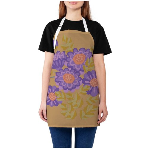 Фартук женский для готовки "Букет хризантемы", универсальный размер