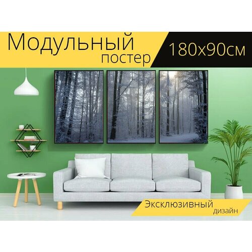Модульный постер "Лес, зимний, eschenmosen" 180 x 90 см. для интерьера