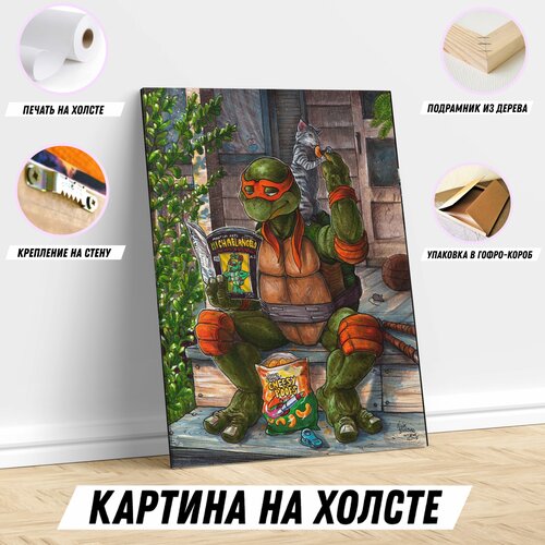 Картина на холсте Рафаэль из Черепашки Ниндзя / постер для интерьера 30*40